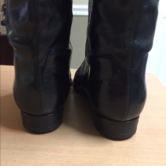 Echt Leder | Shoes | Echt Leder Black Glazed Leather Boots Sz 4 | Poshmark